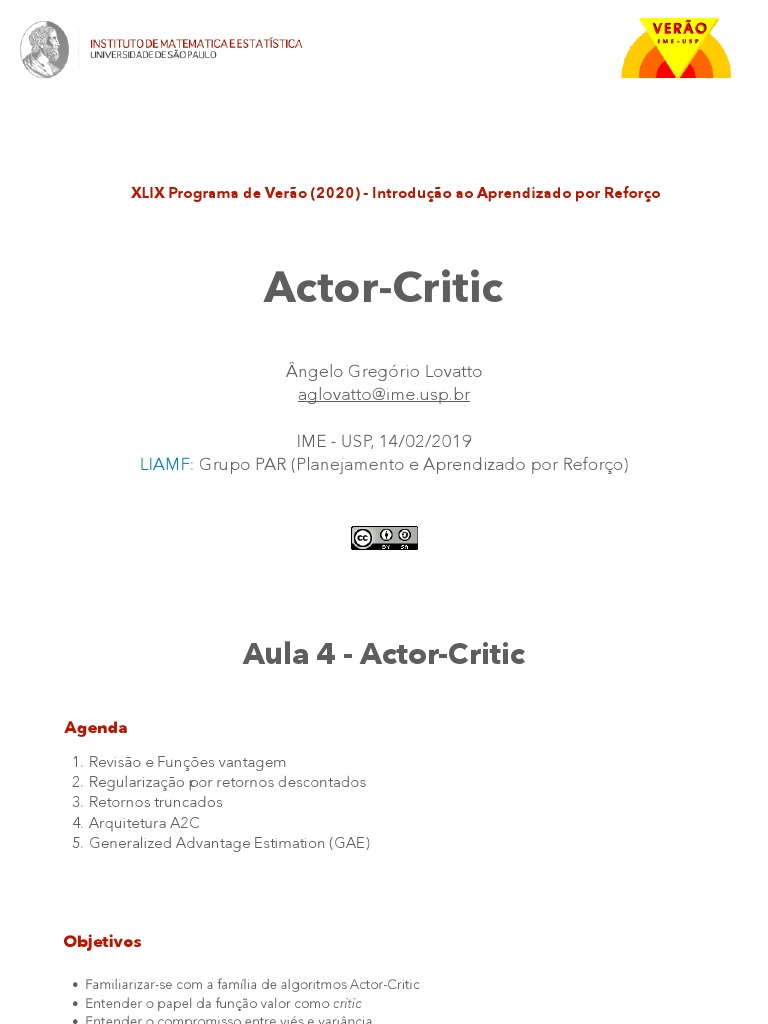 Aula 4 - Actor-Critic | PDF | Estimador | Matemática