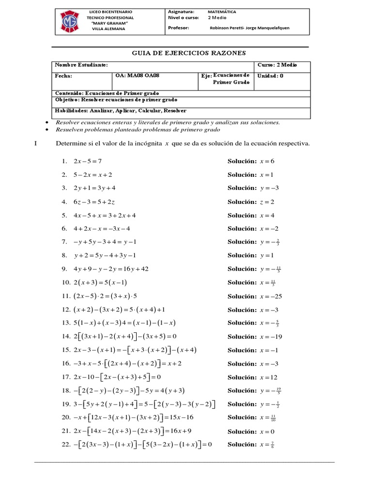 Ecuaciones Literales | PDF | Ecuaciones | Matemáticas