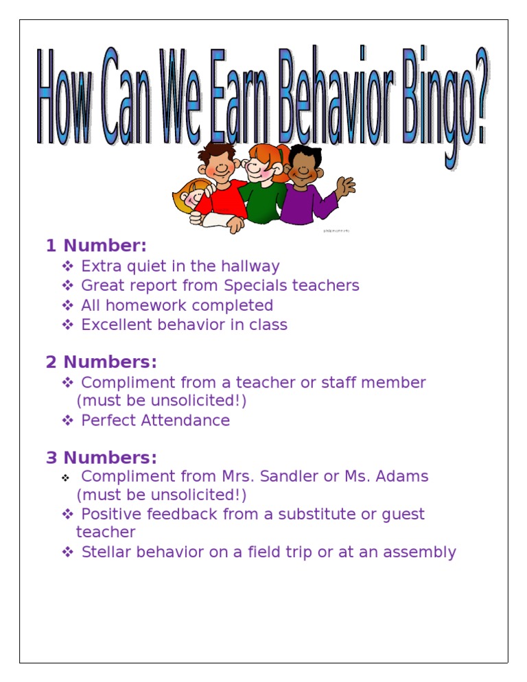 Behavior Bingo Rules | PDF