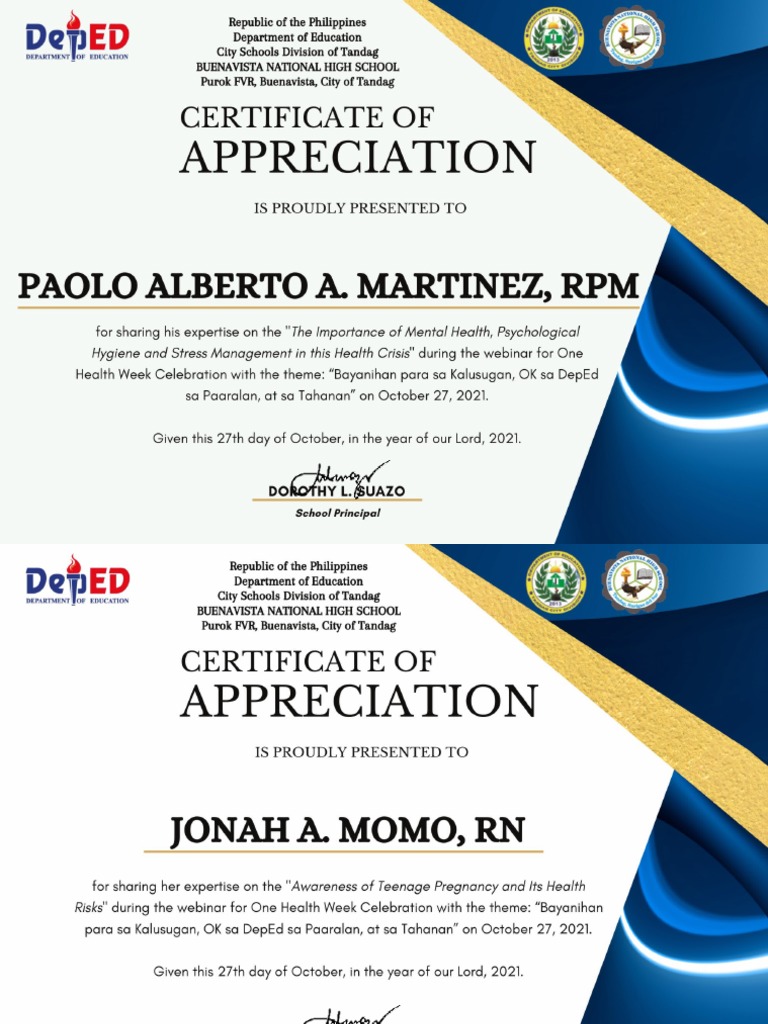 CERTIFICATES of NDEP PROGRAM | PDF