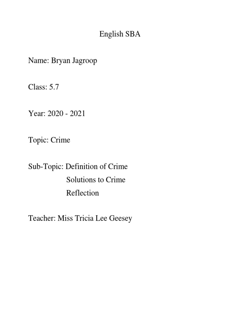 English SBA | PDF | Crime & Violence | Crimes
