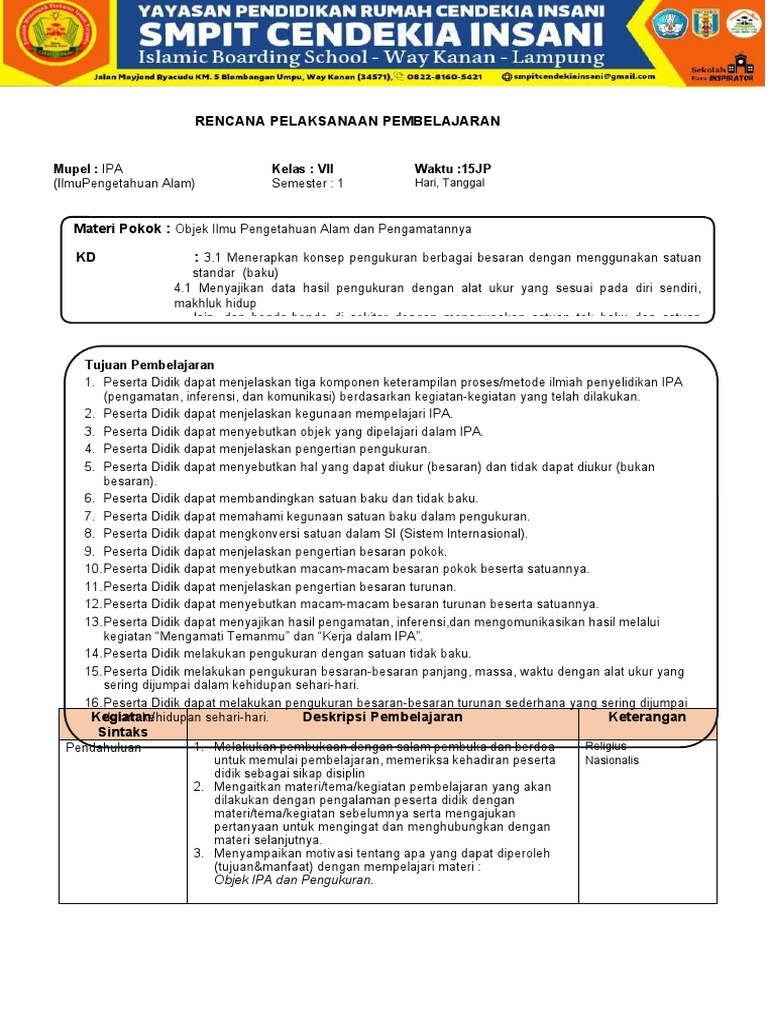1.RPP Objek IPA & Pengukuran 1 | PDF