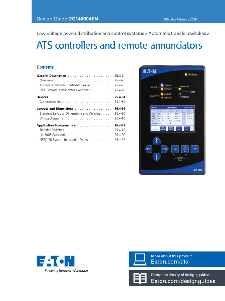 Eaton Ats Controller Design Guide Dg140004en | PDF | Relay | Electric ...
