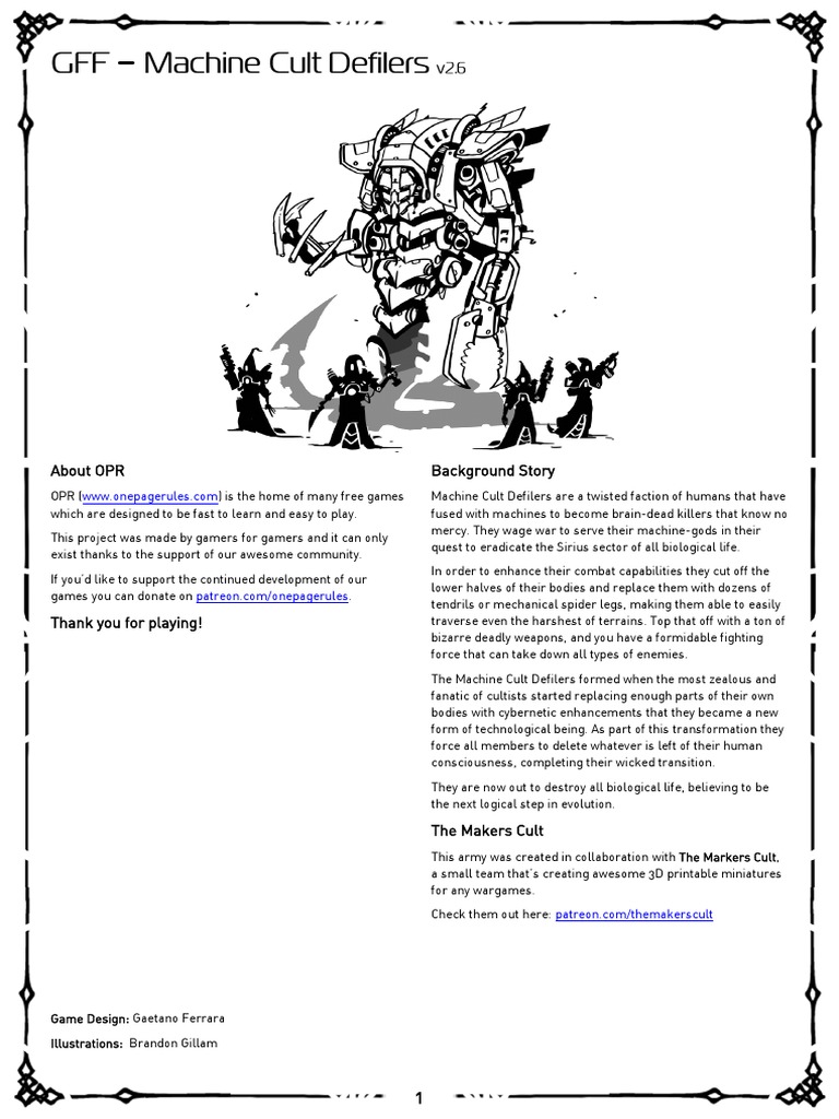 GFF - Machine Cult Defilers v2.6 | PDF | Military Technology | Tools