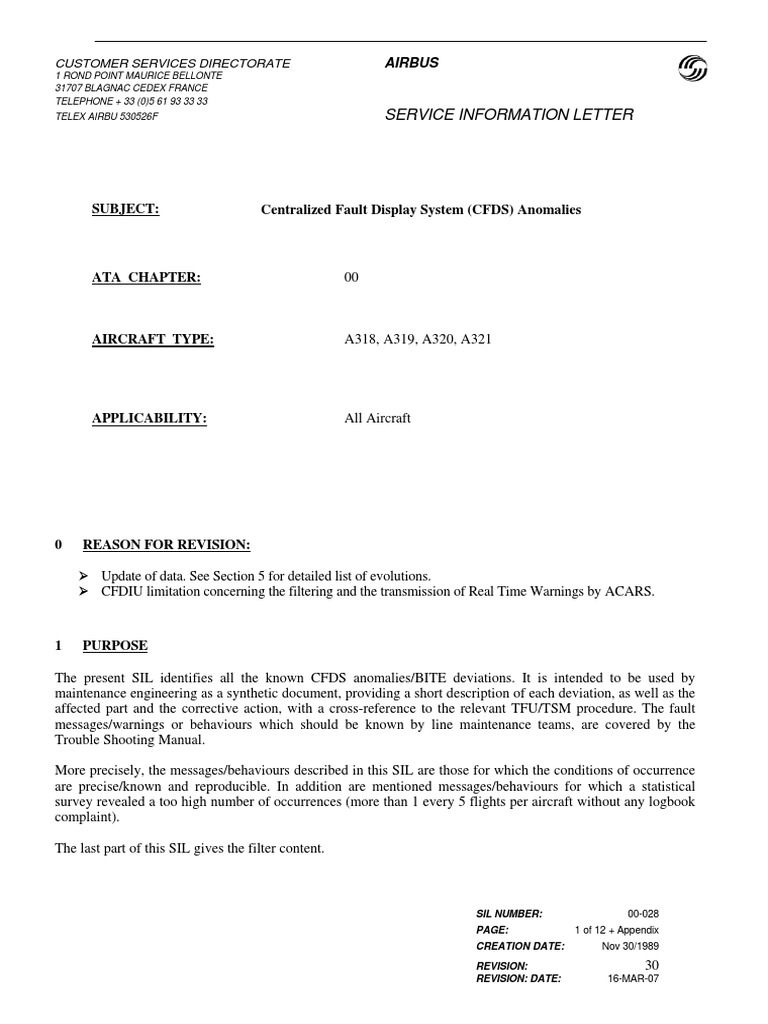 CFDS Anomalies and Maintenance Actions | PDF | Airbus | Computer File