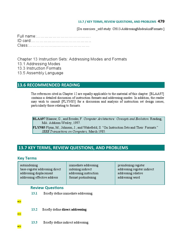 Chapter 13 - REVIEW QUESTION - PROBLEM - Instruction Sets - Addresing ... Chapter 13 - REVIEW QUESTION - PROBLEM - Instruction Sets - Addresing ...