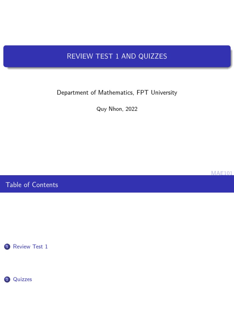 Review Test 1 and Quizzes | PDF | Integral | Tangent