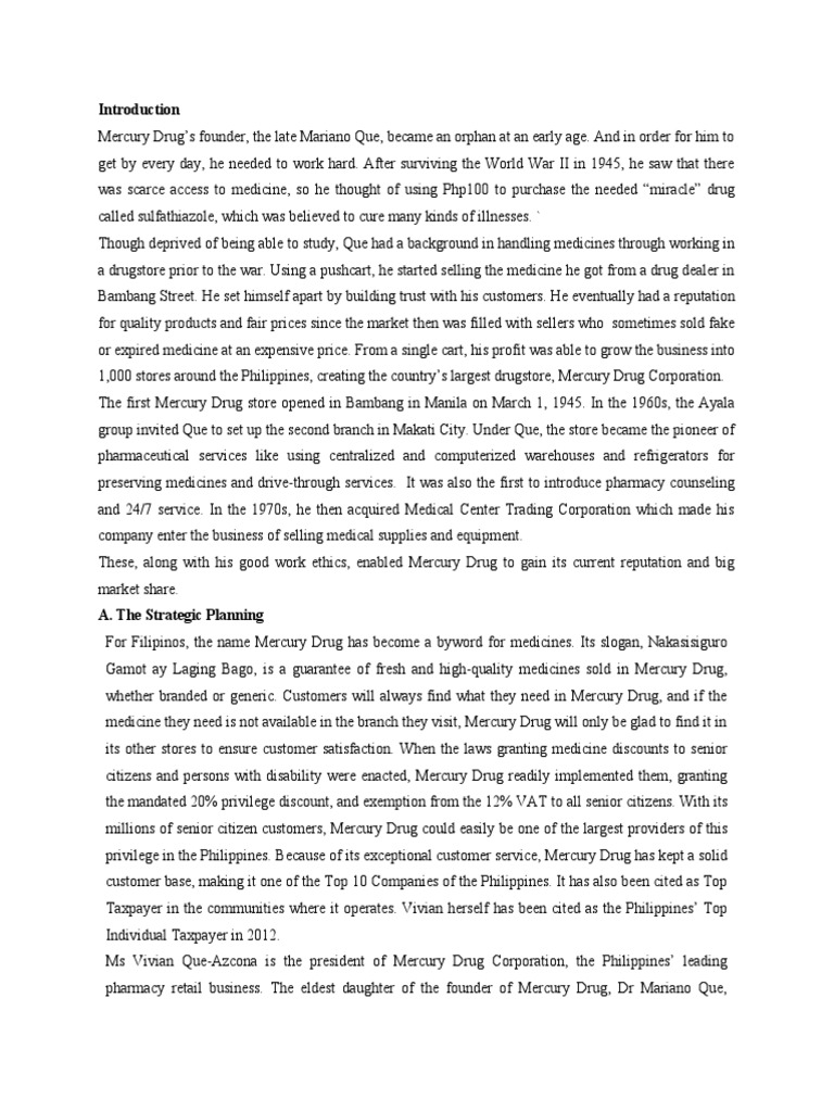 Mercury Drugs | PDF | Pharmacy | Retail