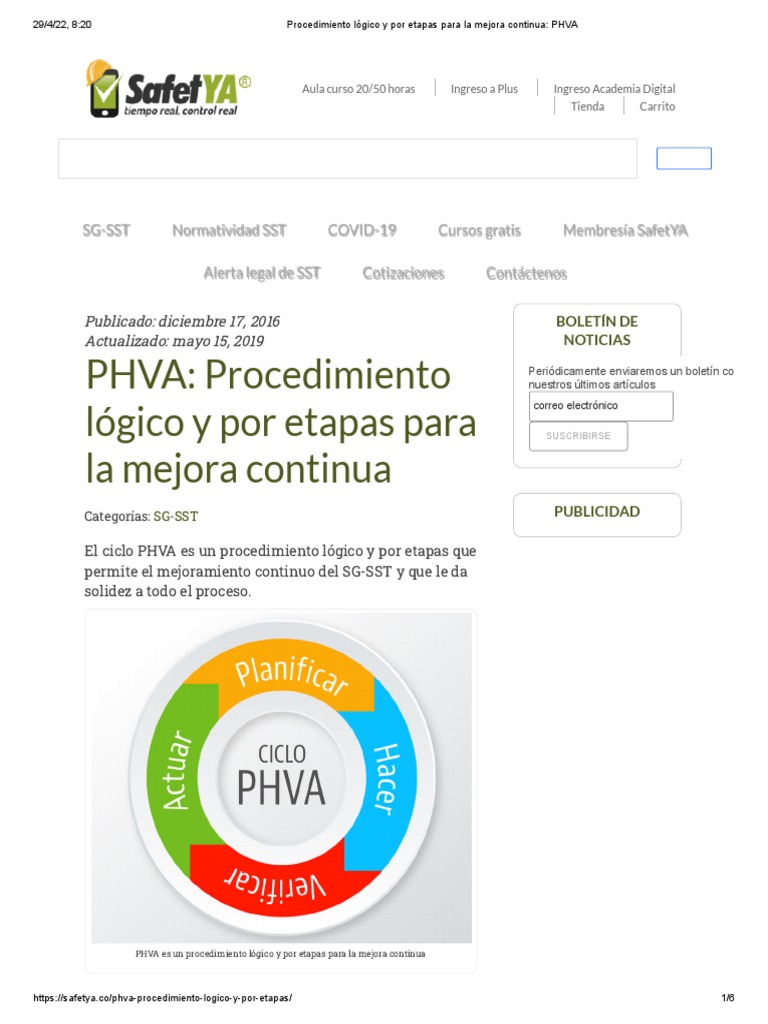 Procedimiento Lógico y Por Etapas para La Mejora Continua - PHVA | PDF