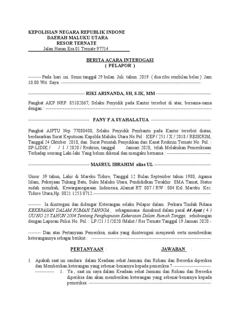 Introgasi Kasus KDRT Noni | PDF