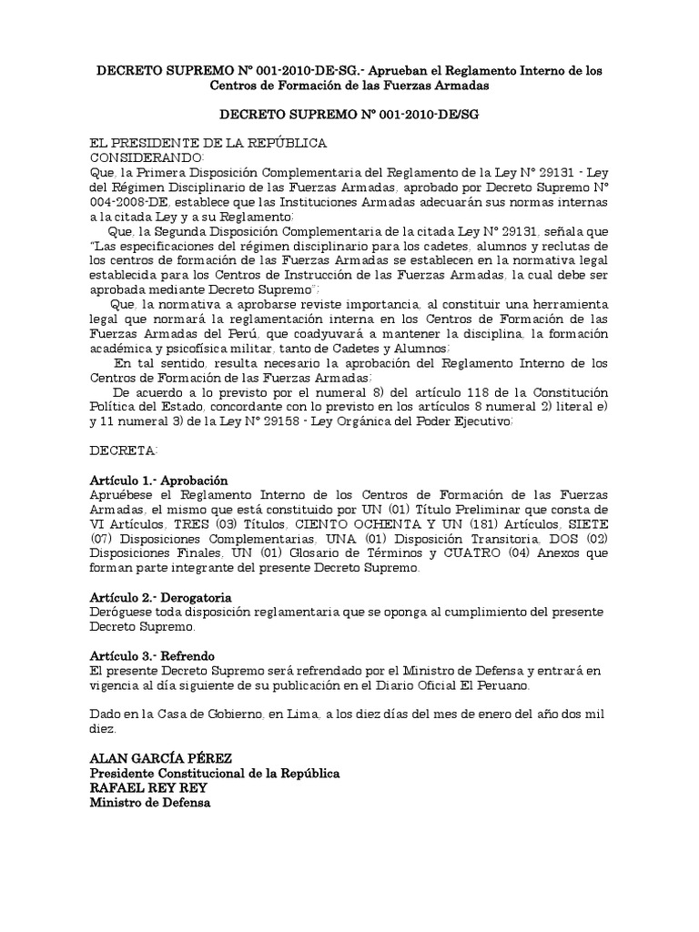 Reglamento Centros FFAA Perú | PDF | Prueba (evaluación) | Disciplinas