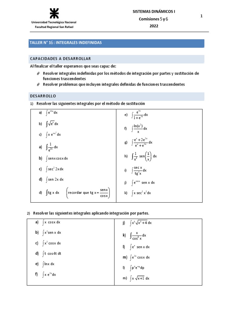 Integrales Por Partes Formulario De Integrales | PDF