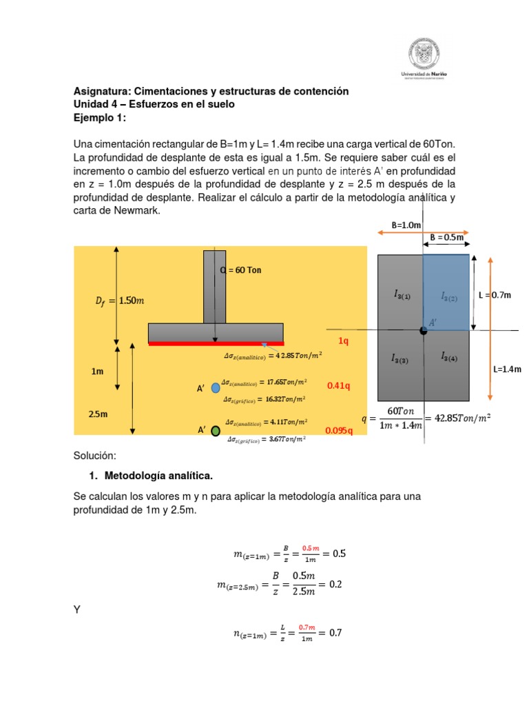 Ejemplo 1 Esfuerzos en El Suelo | PDF | Matemáticas