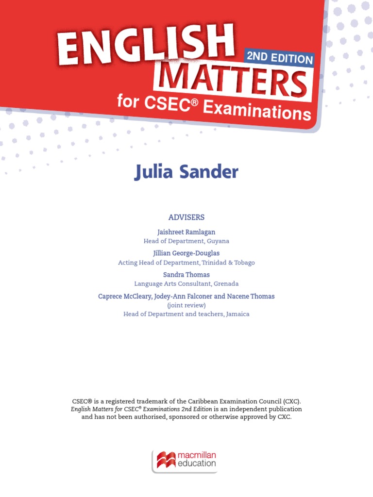 English Matters For Csec Examinations 2nd Edition | PDF | Pronoun | Noun