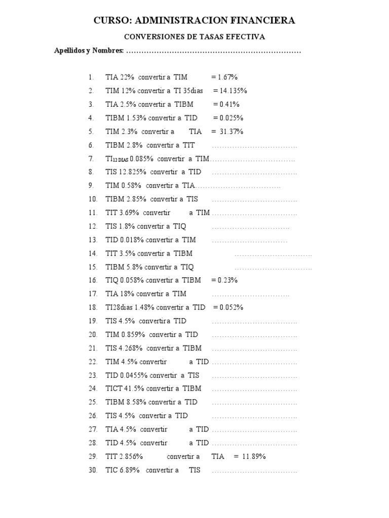 Conversión de Tasas | PDF