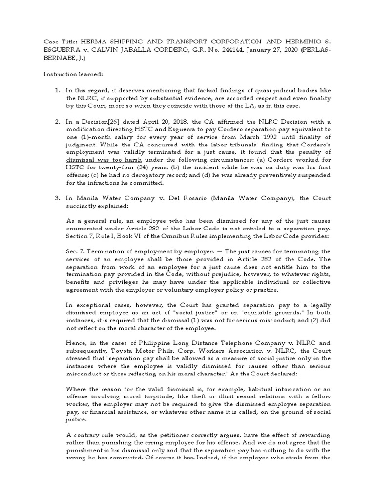 Herma Shipping and Transport Corporation and Herminio S. Esguerra v ...