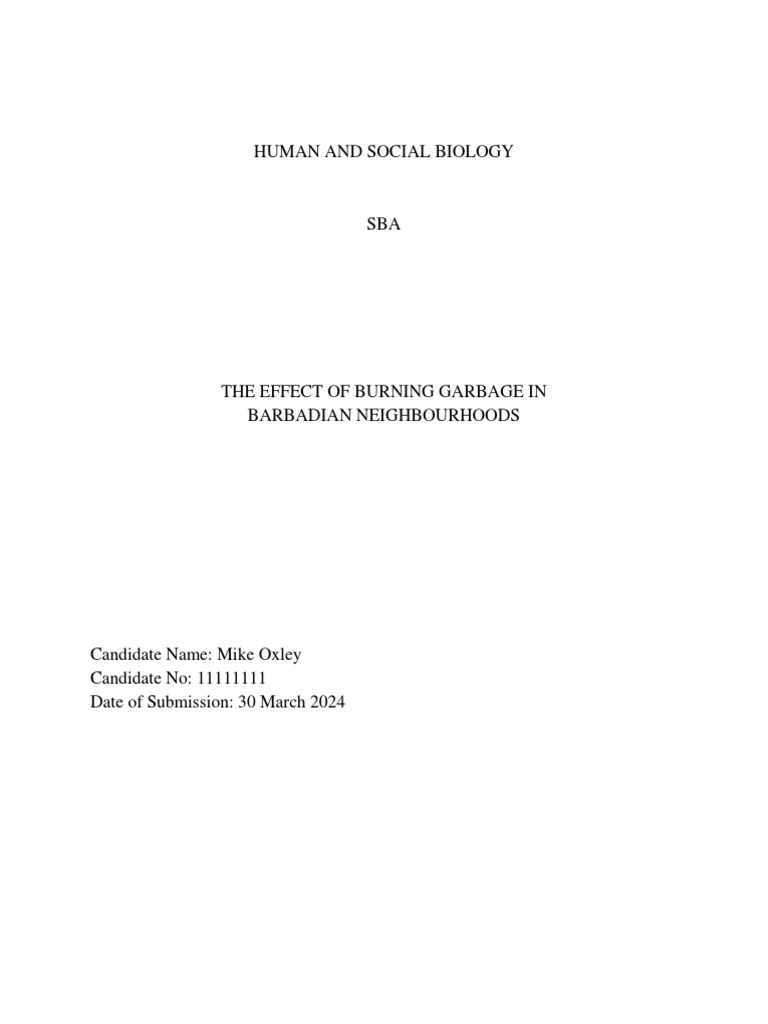HSB Sba Sample #1.CXC Workshop | PDF | Combustion | Cough