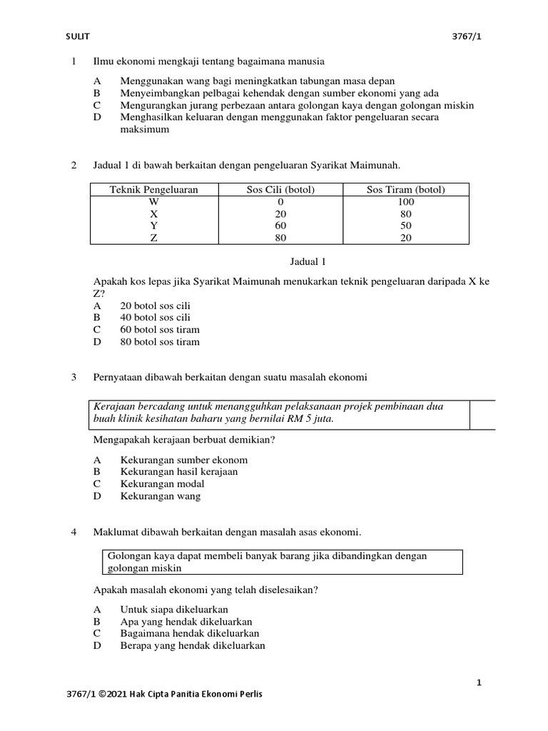 3767 Kertas 1 2021 | PDF