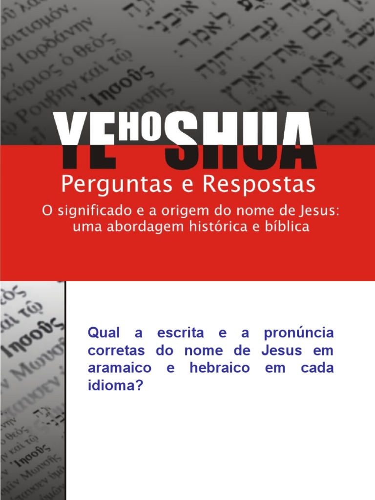 Nome de Jesus em Hebraico e Aramaico | PDF | Jesus | Bíblia