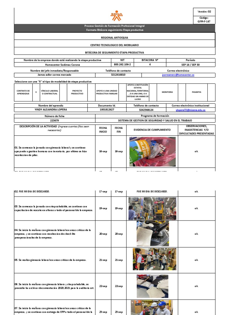 GFPI-F-147 - Formato Bitácora # 4 | PDF