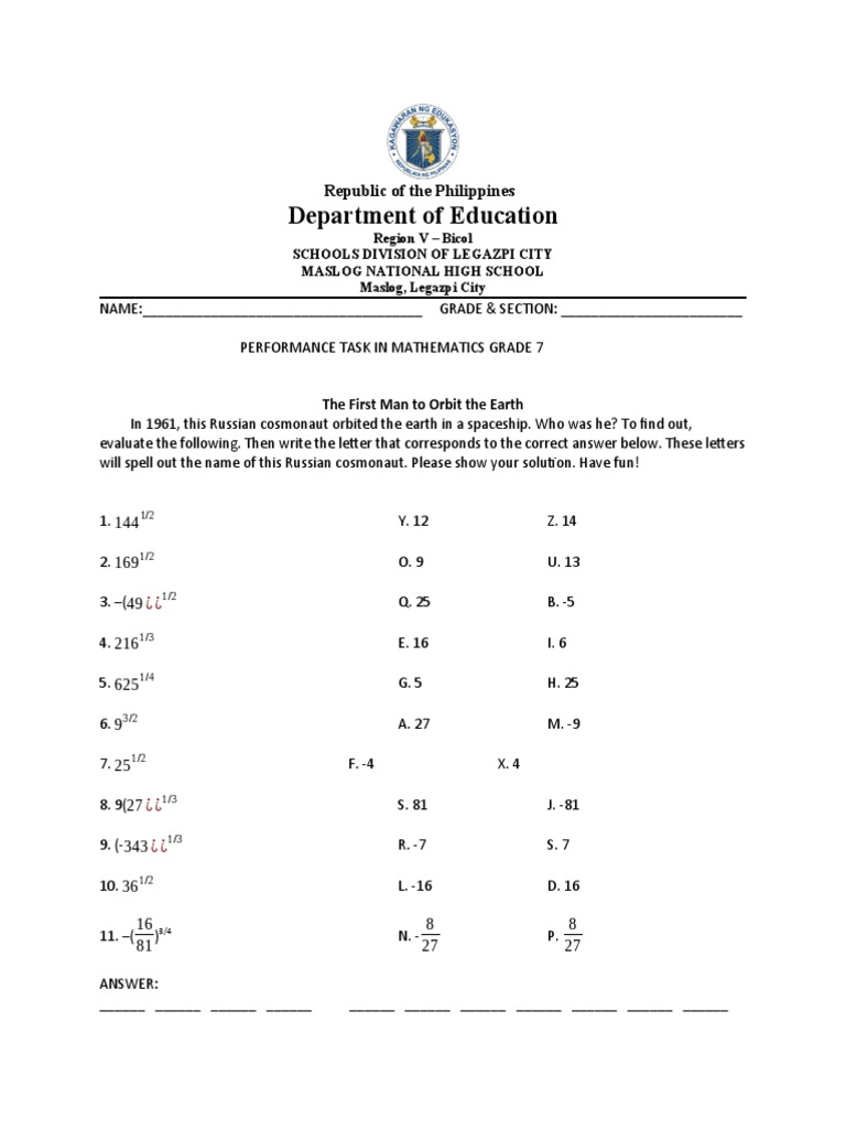 Russian Cosmonaut Performance Task | PDF | Mathematics | Science