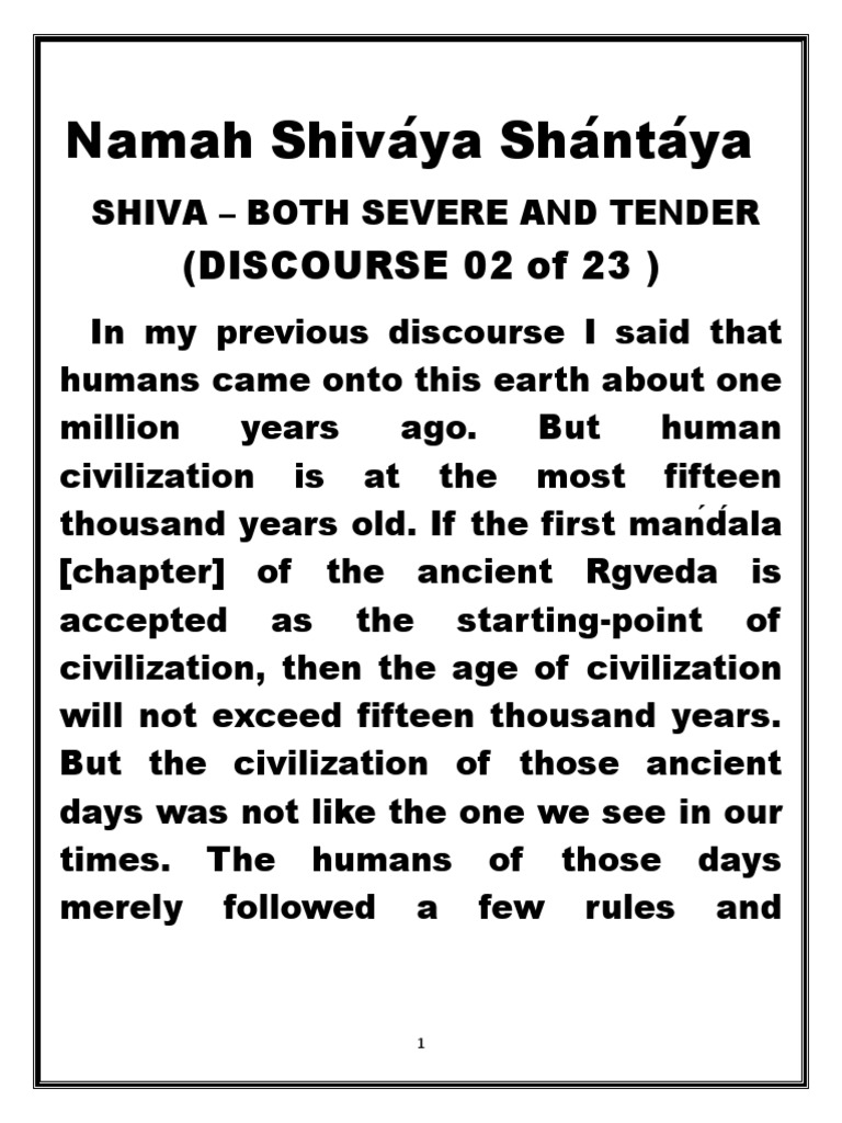 (DISCOURSE 02 of 23) Namah Shiváya Shántáya | PDF
