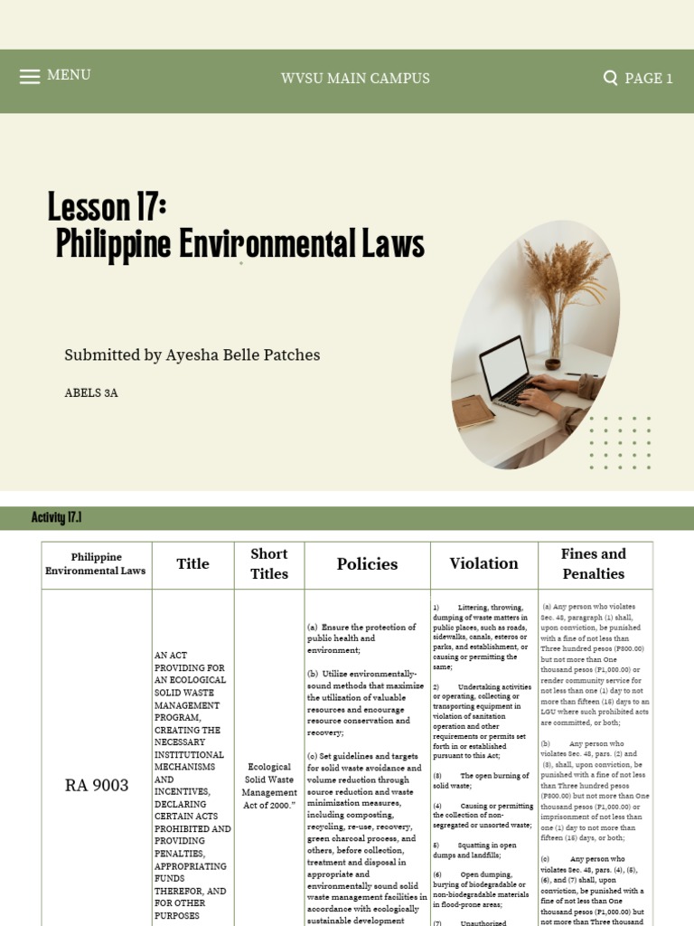 Philippine Environmental Laws Overview | PDF | Waste Management | Water ...