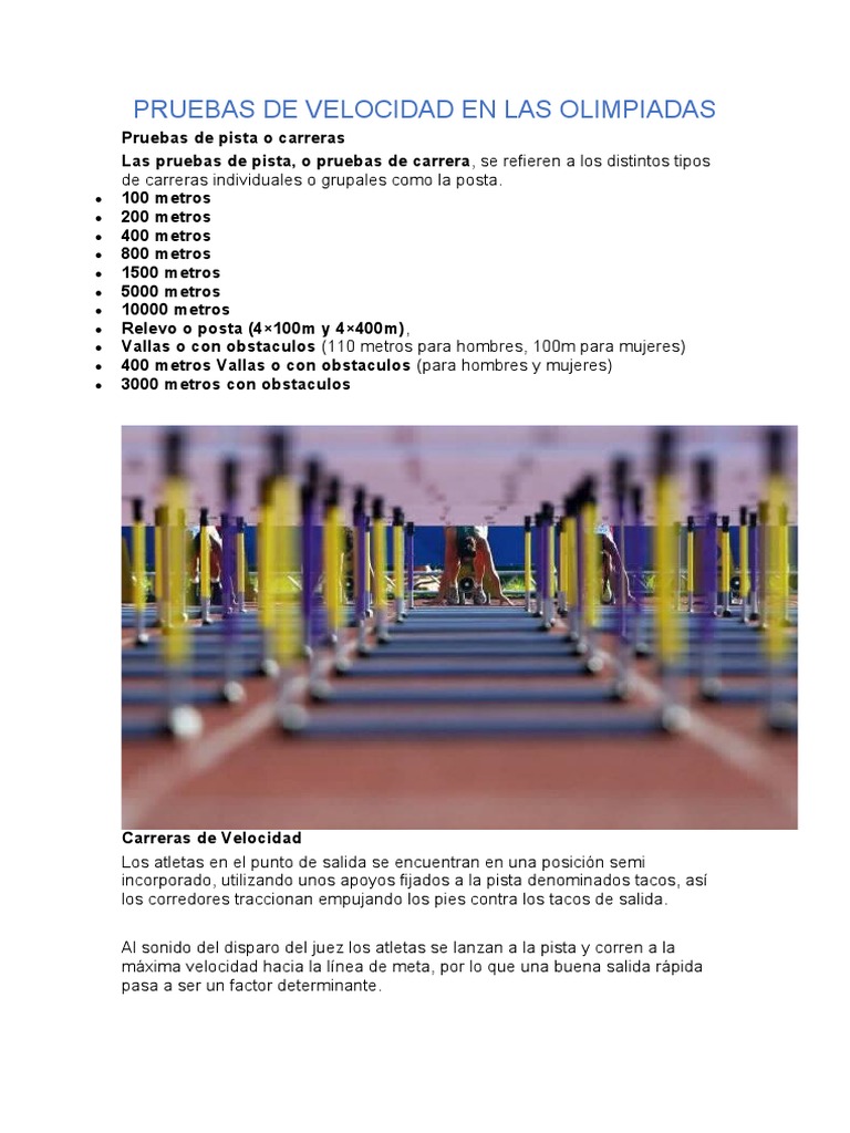 Pruebas de Velocidad en Las Olimpiadas | PDF