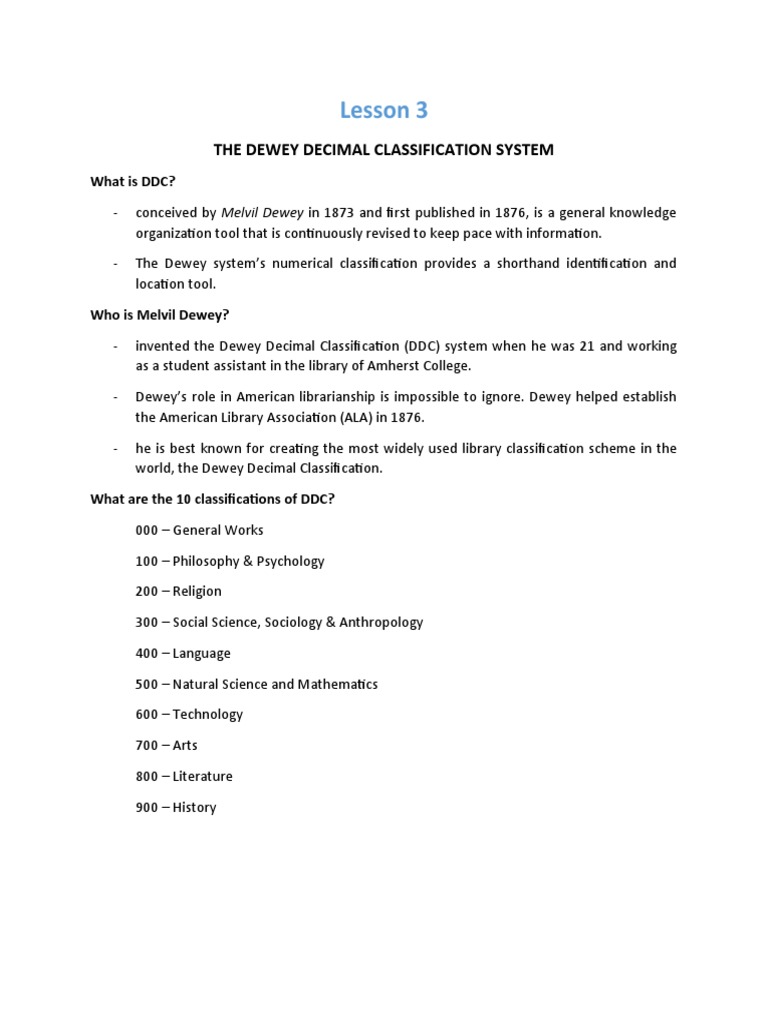 Lesson 3 DDC | PDF | Science | Social Sciences