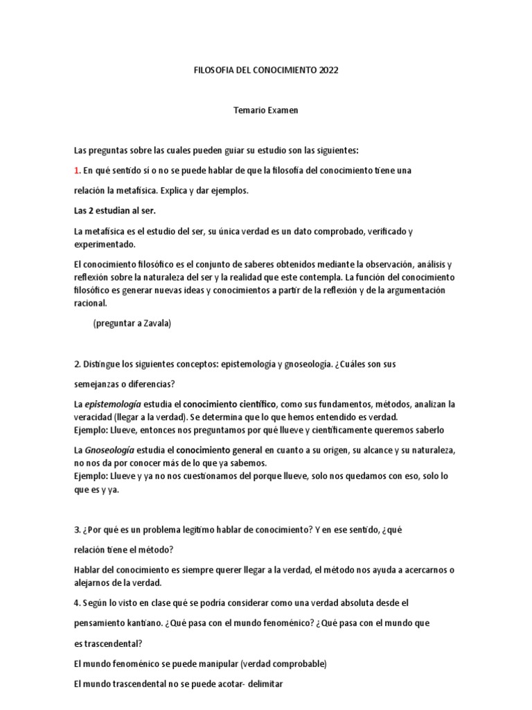 Filosofia Del Conocimiento 2022 | PDF | Verdad | Conocimiento