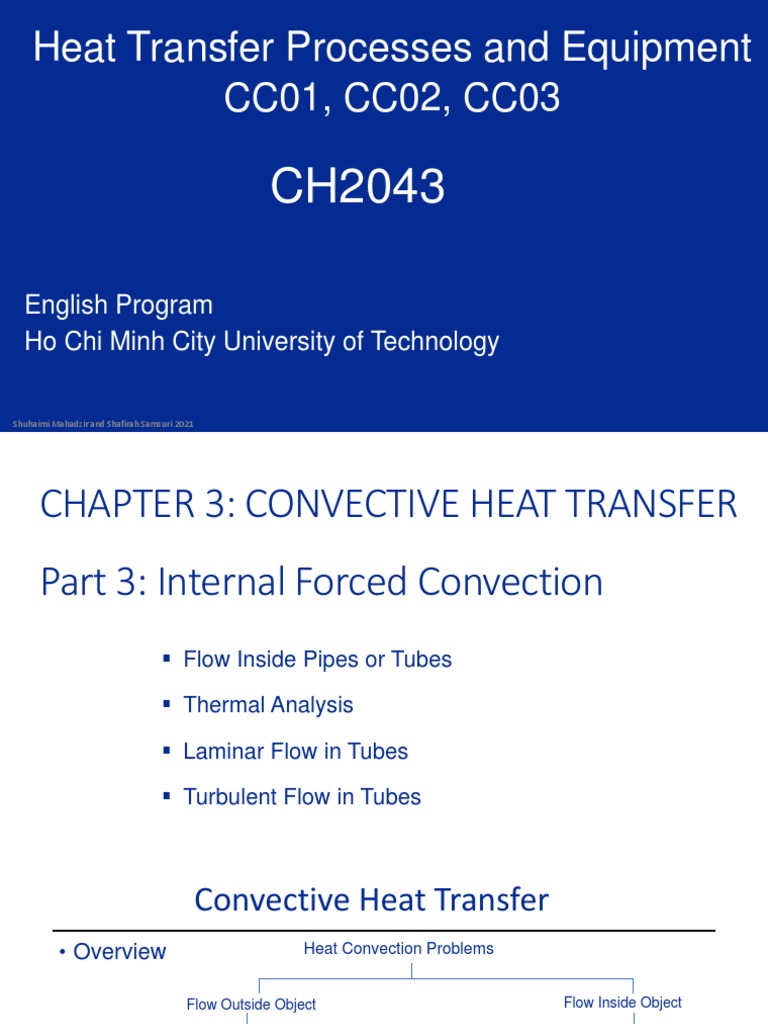 CH2043 6 - Convective Heat Transfer Part 3 Updated | PDF | Pipe (Fluid Conveyance) | Heat Transfer
