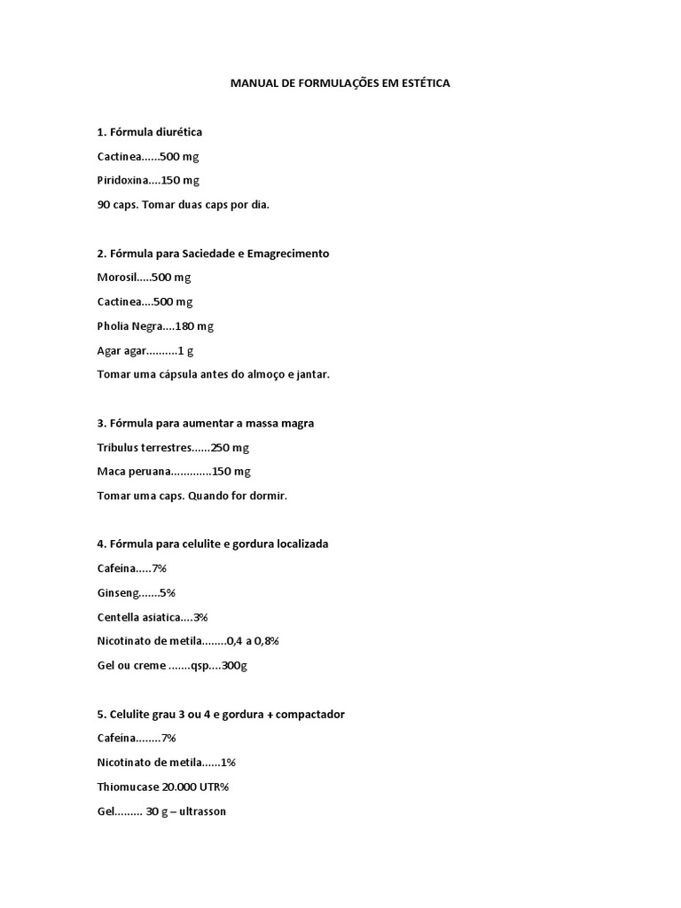 Manual de Fórmulas Estéticas | PDF | Compostos orgânicos | Nutrientes