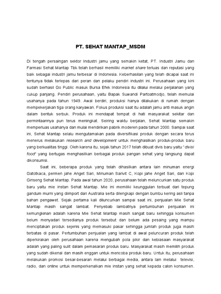 Diskusi 3 Sehat Mantap MSDM | PDF