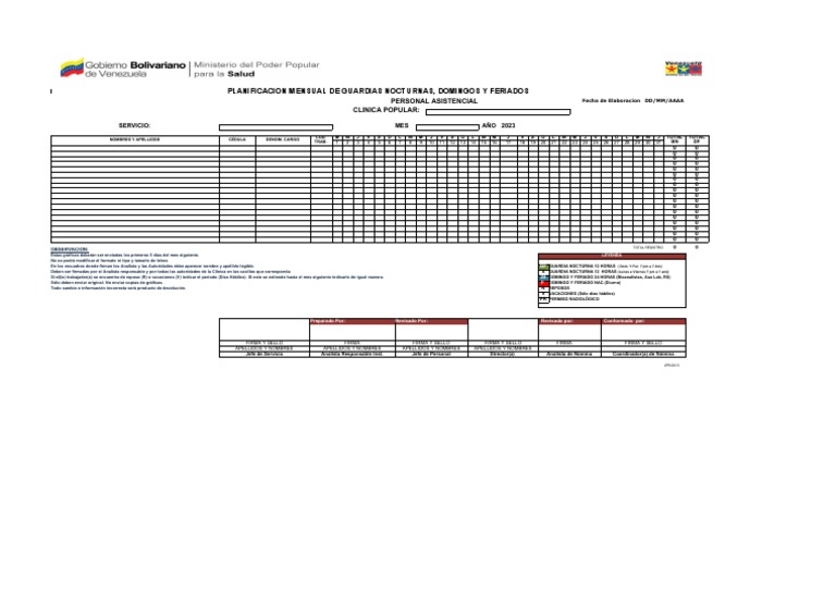 Formato Guardias Enfermeras Periodo 2023 | PDF
