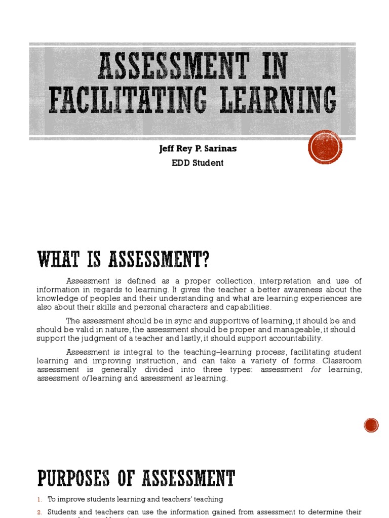 Assessment in Facilitating Learning | PDF | Educational Assessment | Teaching Method