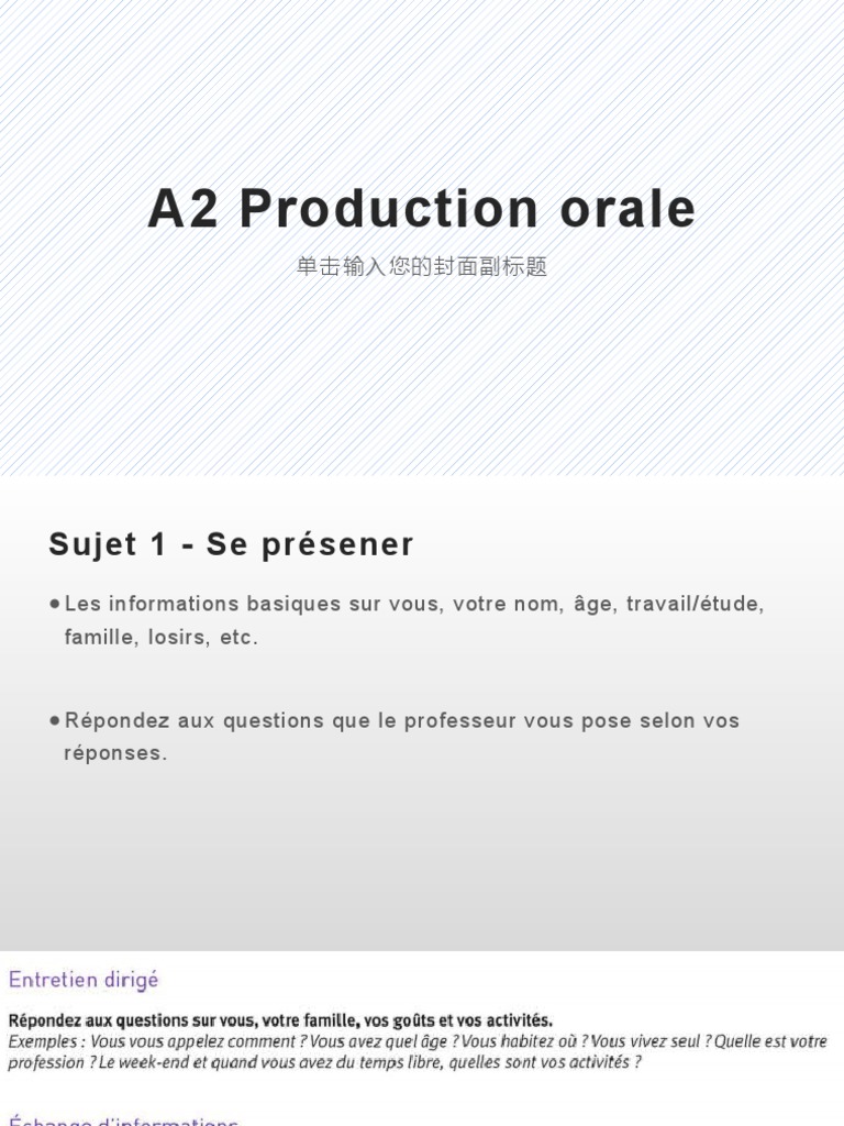 A2 Production Orale | PDF