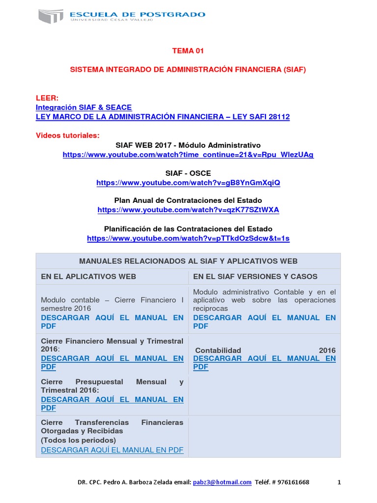 Manual Modulos Del Sistema Integrado de Administración Financiera (Siaf) | PDF | Presupuesto ...