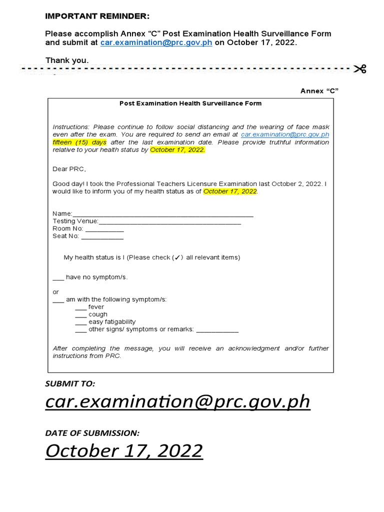 3 Annex C Post Examination Declaration - Professional Teachers | PDF