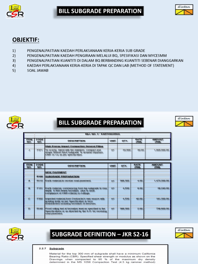 Slide Sub Grade Prepareation | PDF | Road | Economic Sectors