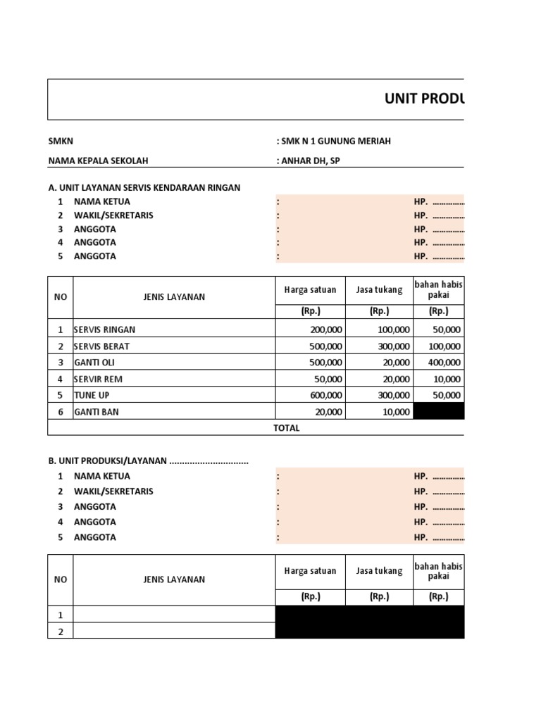 Contoh Pengisian Proyeksi Keuangan | PDF
