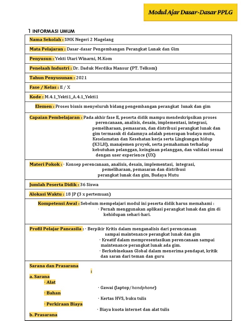 Dasar-Dasar PPLG (Modul 1) | PDF