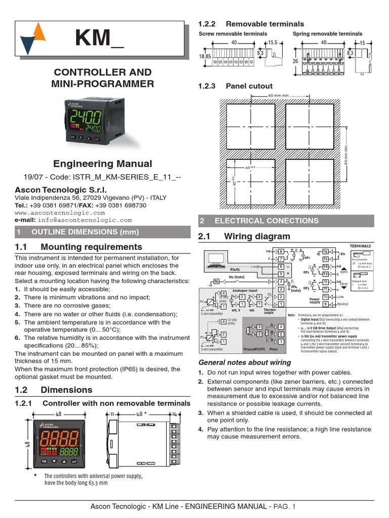 Ascon KM3 | PDF | Parameter (Computer Programming) | Power Supply