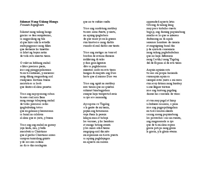 Salamat Nang Ualang Hanga | PDF | Creencia religiosa y doctrina