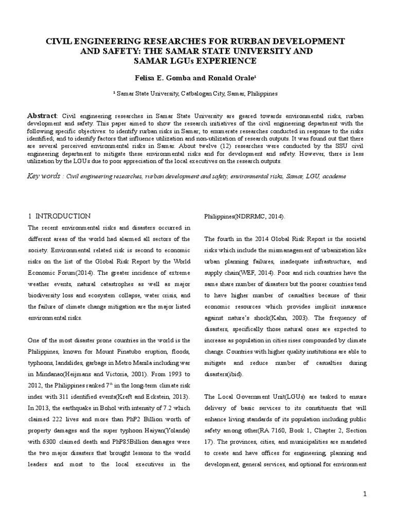 Fullpaper Civil Engineeringresearchesforrurbandevelopmentandsafety ...