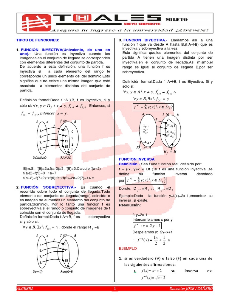 14 Funciones Inversas | PDF | Función (Matemáticas) | Conceptos matemáticos