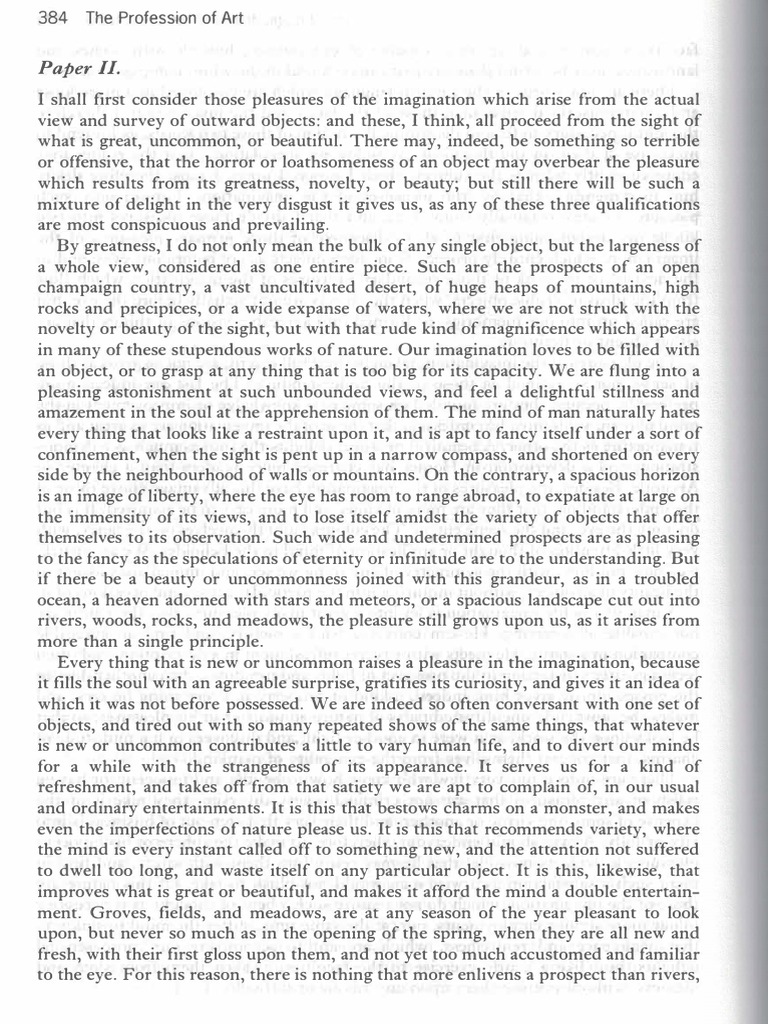 Addison - On The Pleasures of The Imagination | PDF | Beauty | Mental Processes