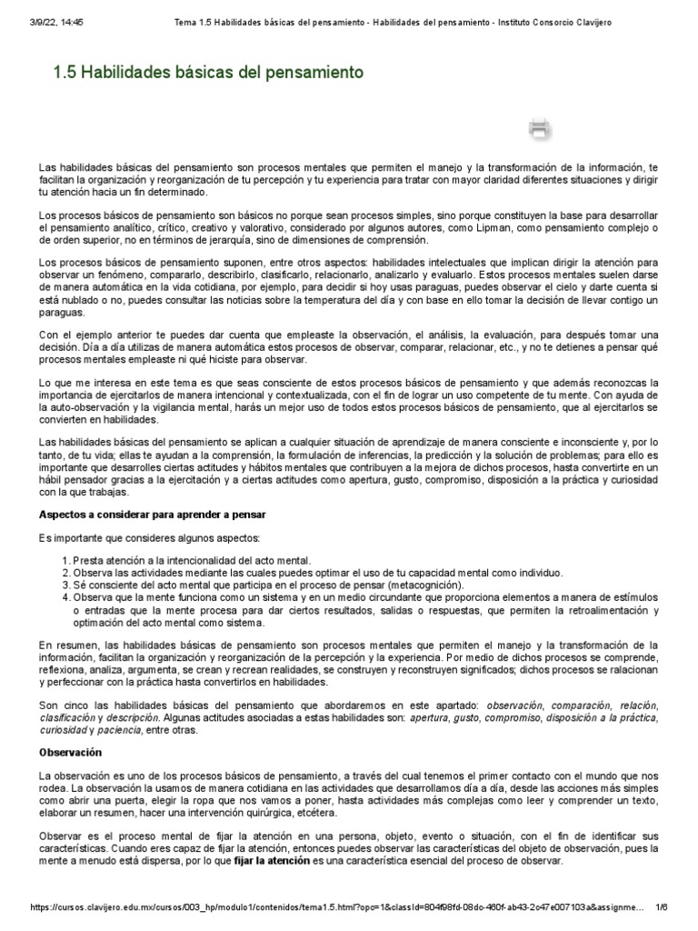 Tema 1.5 Habilidades Básicas Del Pensamiento - Habilidades Del Pensamiento - Instituto Consorcio ...
