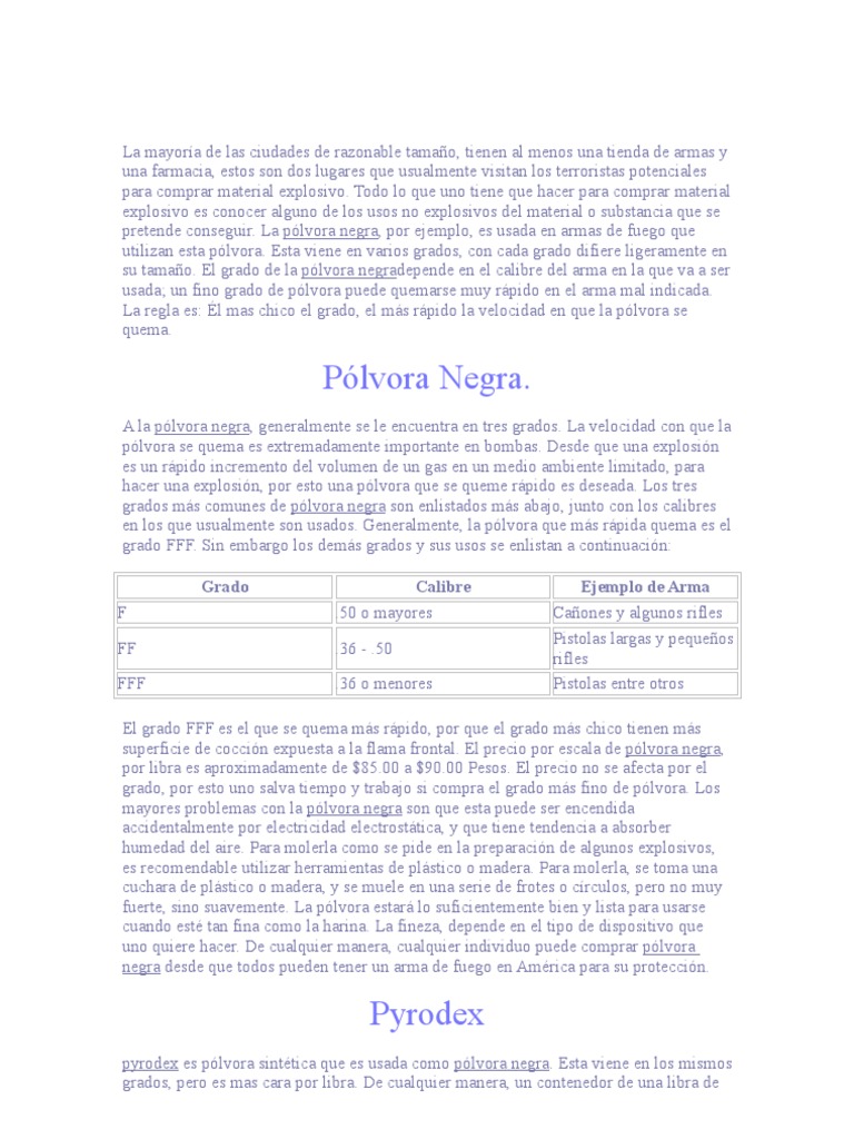 Recetas Explosivas (Explosive Recipes) Spanish | PDF | Nitrato | Pólvora