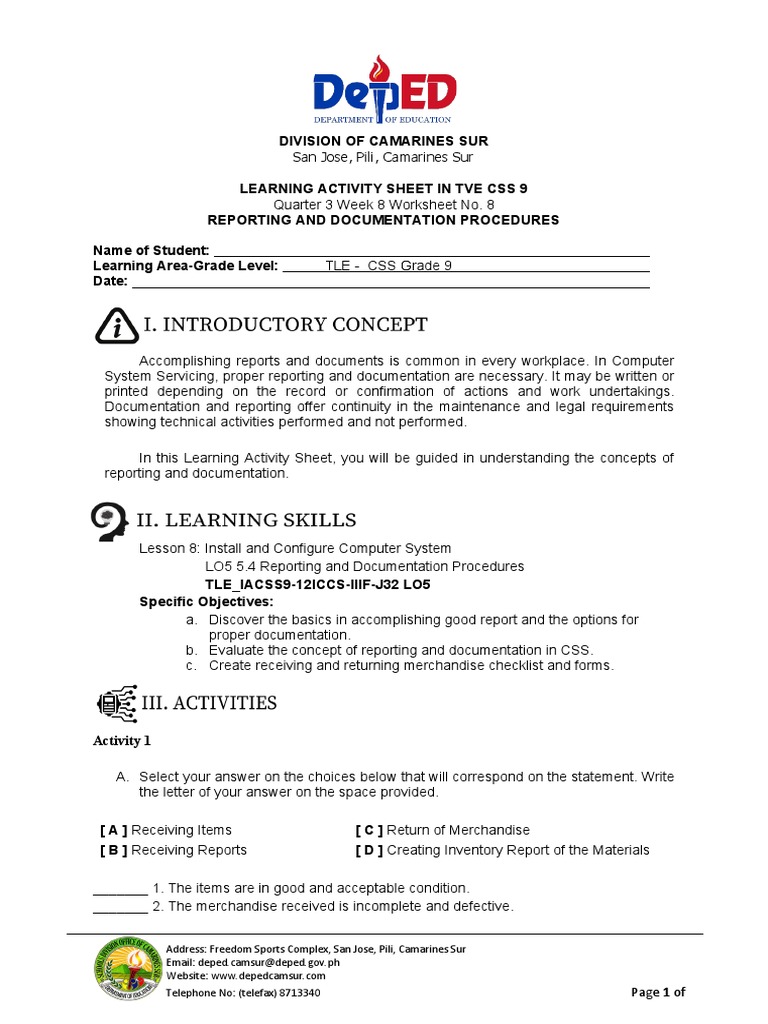 Q3 W8 Grade9 CSS Reporting-and-Documentation-Procedures | PDF ...
