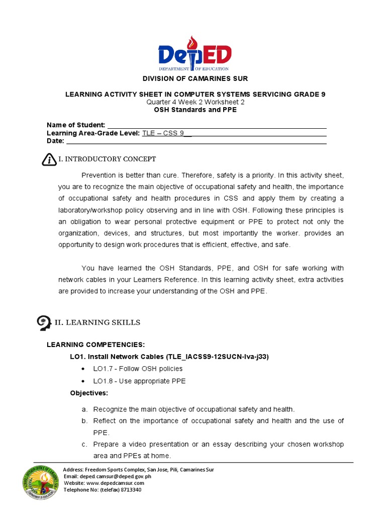 Q4 Grade9 W2 CSS | PDF | Personal Protective Equipment | Occupational Safety And Health